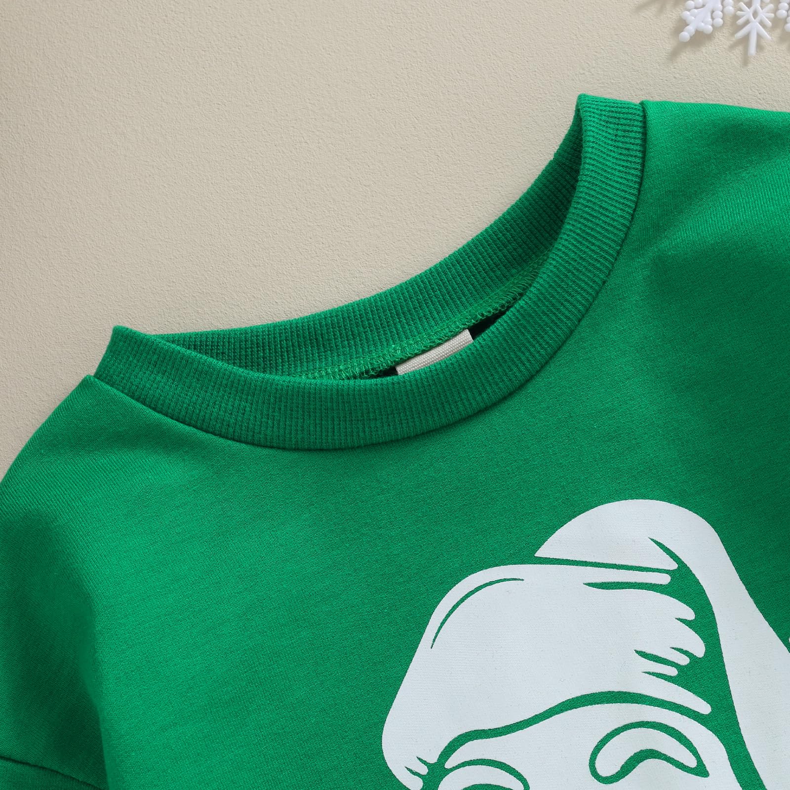 Newborn Baby Boy Girl Christmas Outfit Crewneck Sweatshirt Romper Long Sleeve Bubble Romper Oversized Bodysuit Top (Green Santa, 18-24 Months)