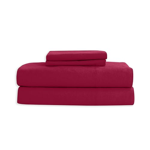 Elegant Comfort Soft 4-Piece 100% Turkish Cotton Flannel Sheet Set - Premium Quality, Deep Pocket Fitted Sheet, Ultra Soft, Cozy Warm Flannel Sheets - Full, Burgundy