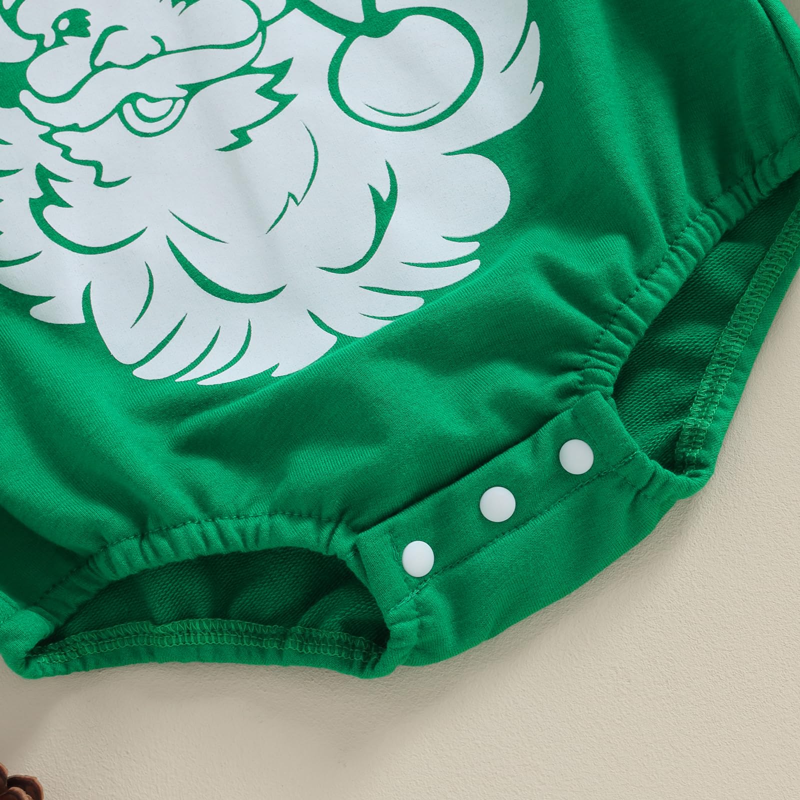 Newborn Baby Boy Girl Christmas Outfit Crewneck Sweatshirt Romper Long Sleeve Bubble Romper Oversized Bodysuit Top (Green Santa, 18-24 Months)