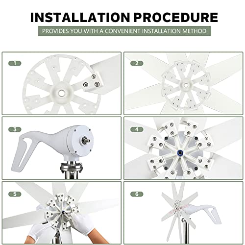 Vertical Garden Wind Turbine Generator, 2000W DC 12V 24V 48V Wind Turbine with Charge Controller for Home Or Industrial Energy(White),24v