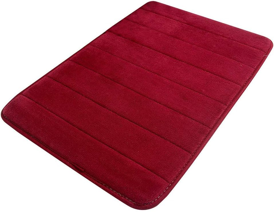Memory Foam Bath Mat Rug - Absorbent Soft Memory Foam Mat Bathroom Rug Bathroom Non-Slip Bathroom Bedroom Floor Shower Rug Decoration (Red)