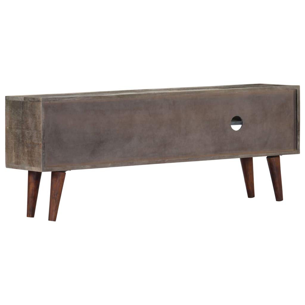 GaRcan Solid Rough Mango Wood TV Cabinet HiFi Plasma Entertainment Centre Stand Unit Media Storage Organiser Television Sideboard Grey 130x30x46cm