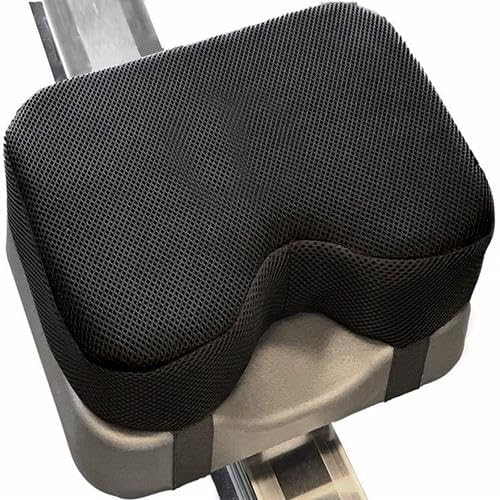 Rowing Machine Seat Cushion,Rower Accessories and Seat Padwith Custom Memory Foam, Washable Cover, and Straps- Concept 2 Rower, Recumbent Stationary Bike