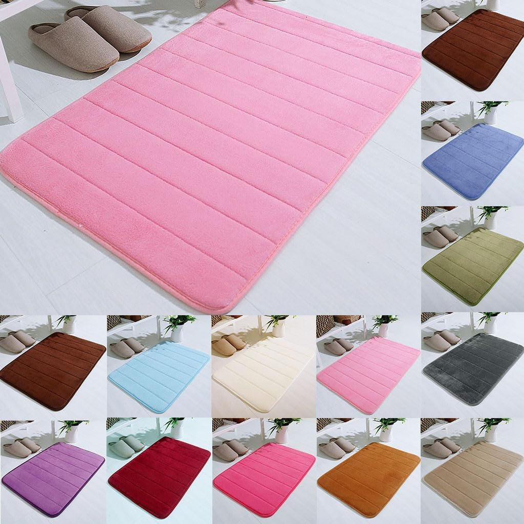 Memory Foam Bath Mat Rug - Absorbent Soft Memory Foam Mat Bathroom Rug Bathroom Non-Slip Bathroom Bedroom Floor Shower Rug Decoration (Red)