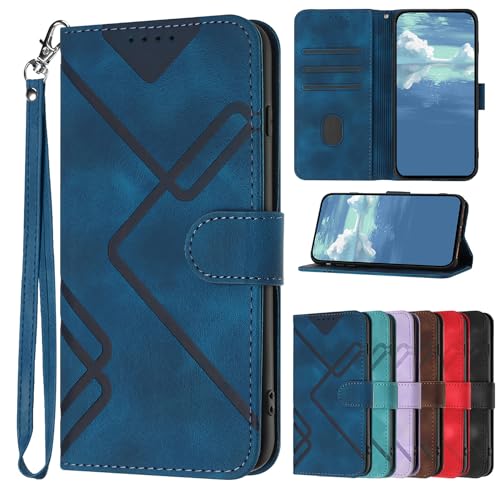 JLHYYXH Case for Sony Xperia 1 III, Geometric Space Credit Card Slot Wallet Case Magnetic Kickstand Shockproof Flip Cover Case for Sony Xperia 1 III-Royal Blue