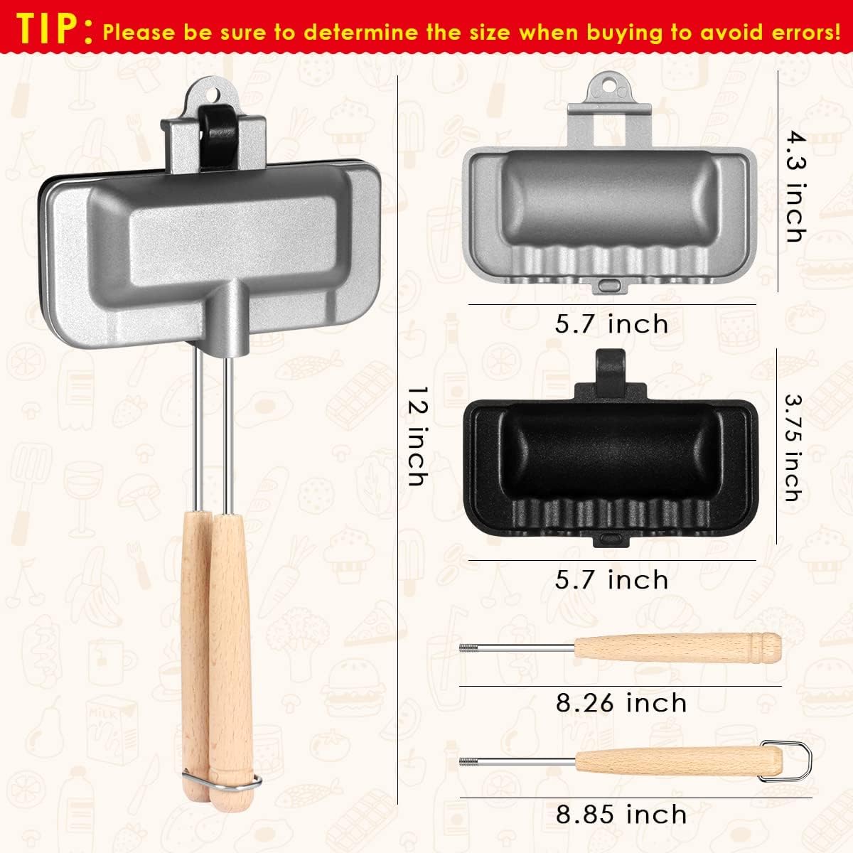 Double-Sided Sandwich Baking Pan, Double Sided Frying Pan, Grilled Cheese Maker Nonstick Sandwich Maker Flip Grill Pan for Breakfast Pancakes, Omelets, Frittatas, and Toast