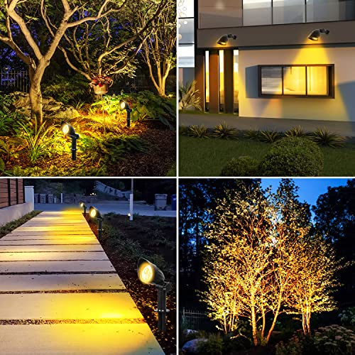 CORESLUX Solar Spotlights Outdoor Garden Lights, Super Bright 6 LED Bead Landscape Spotlights IP65 Waterproof Adjustable Solar Spot Lights for Patio Yard Garden Pathway (Warm Light)