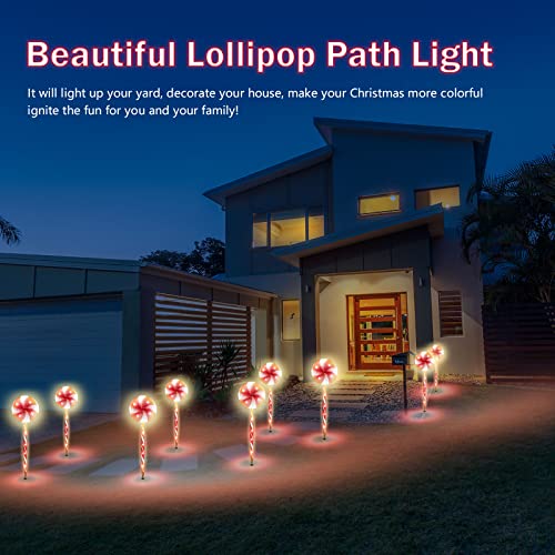 Lollipop Christmas Pathway Lights, 29" Lollipop Peppermint Pathway Lights, Outdoor Markers Christmas Decorations Lights with 8 Lighting Modes for Xmas Holiday Party Walkway Patio Garden Decor
