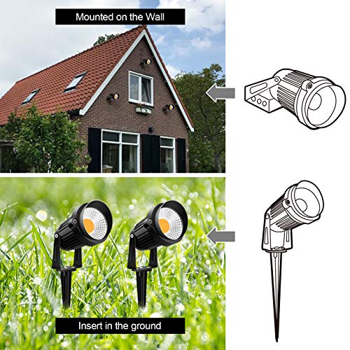 ZUCKEO 10W Landscape Lighting Low Voltage LED Landscape Lights, IP66 Waterproof Landscape Spotlights Yard Lawn Garden Outdoor Lights 12V 24V 1000LM Warm White (12Pack with Connectors)