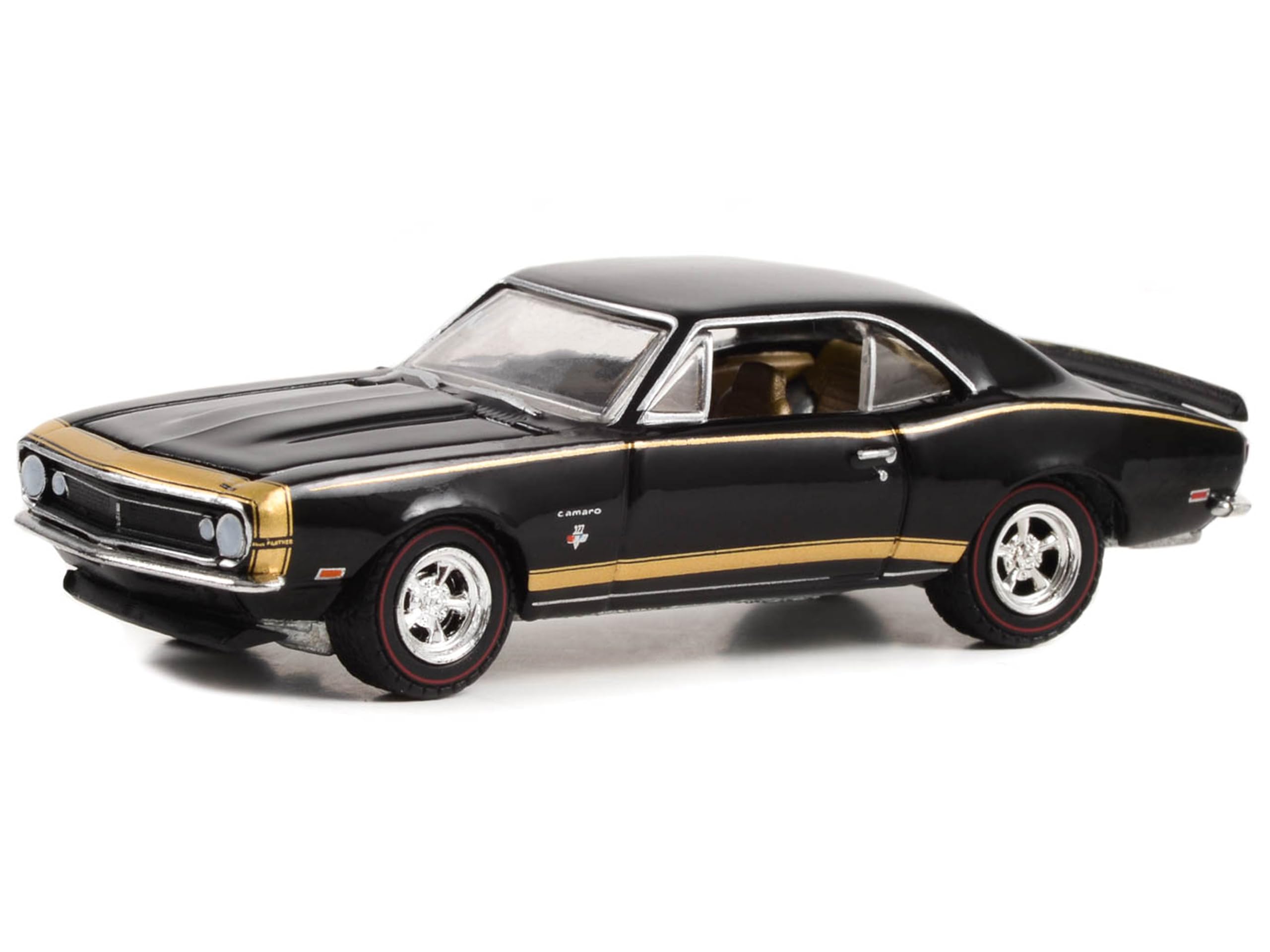 1967 Chevy Camaro Black Panther Black with Gold Stripes Hobby Exclusive Series 1/64 Diecast Model Car by Greenlight 30377