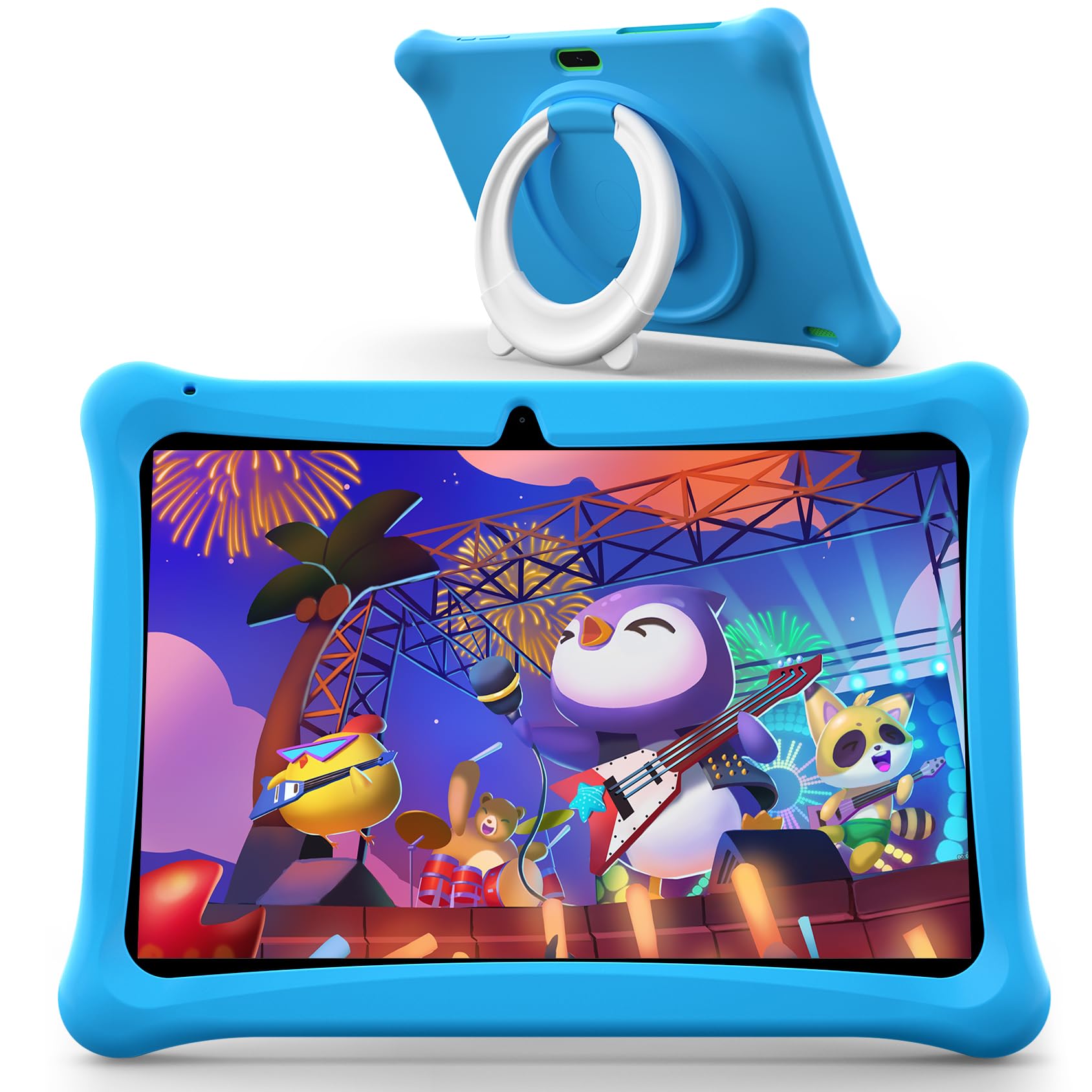 SGIN 10.1 inch Kids Tablet Android 12, 64GB ROM 2GB RAM(TF Card 512GB), Pre-Installed iWawa, Parental Control, 2.4G/5G WiFi, BT4.2, Dual Camera, Educational, Toddler Tablet Shockproof Case(Blue)