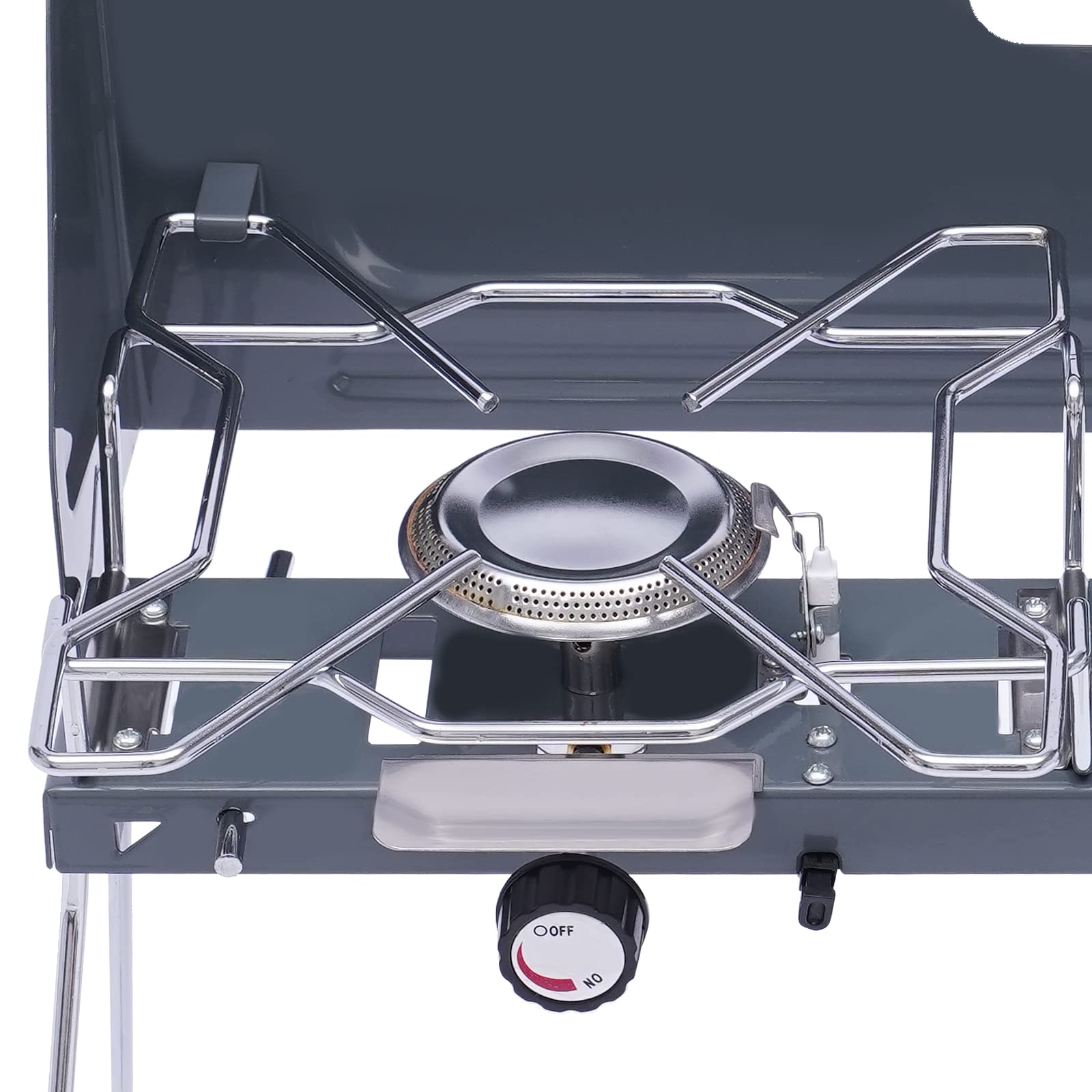 Gas Camping Stove, Portable 2 Burner Stovetop,Stainless Steel Drip Tray, Foldable Legs with Wind Panels for Patio Camping, BBQ
