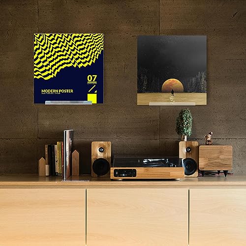 UEMIS Clear Floating Shelf Rack, 6 Pcs Record Wall Mount, Acrylic Wall Ledge Shelves with Screws and Tape,Floating Acrylic Bathroom Shelves, Acrylic Wall Mount Shelf for Store Home Office Apartment.