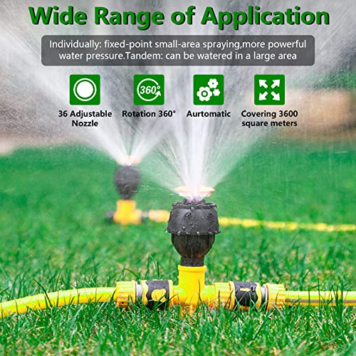 Eiqer 360° Rotation Auto Irrigation System, Multifunction-Adjustable Sprinklers, Large Area Coverage Garden Sprinkler for Lawn Sprinkler, Plant Irrigation Sprinkler System(NOT Have Hose Connector)