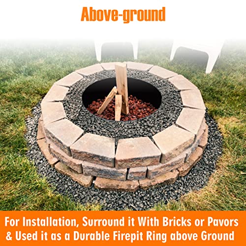 FEBTECH fire Rings for Outdoors Heavy Duty β fire Pit Ring 24 inch β Fire Pit Insert Round DIY fire Pit Liner - Above or In-Ground fire Ring for Outdoor Garden Patio Camping Bonfire