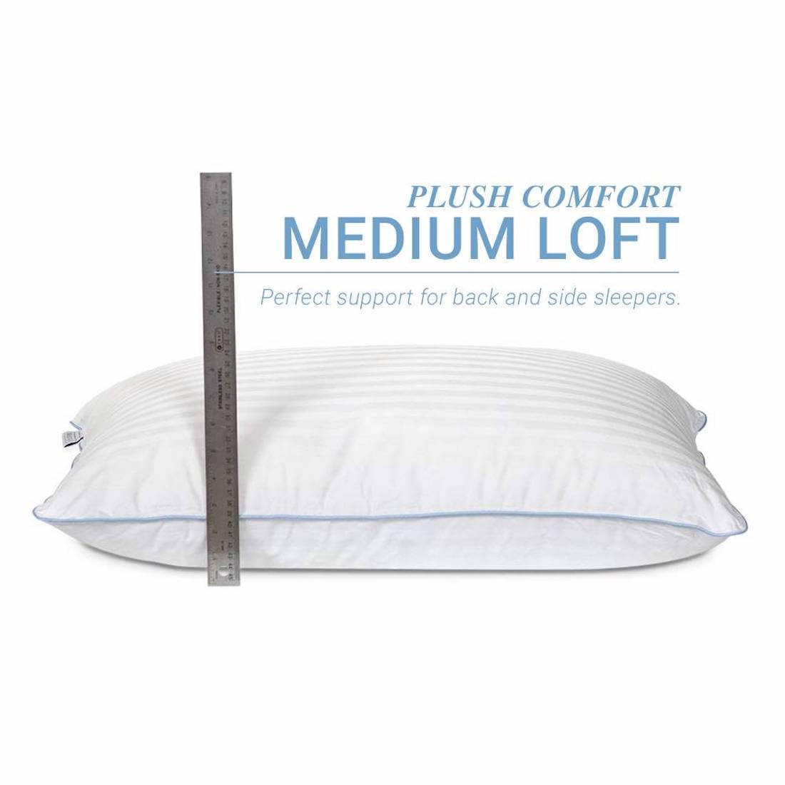 eLuxurySupply 2-Pack Premium Bed Pillows - Medium Density and Medium Loft Ideal for Back and Side Sleepers - 100% Cotton Casing - 20"X28" Standard/Queen Size