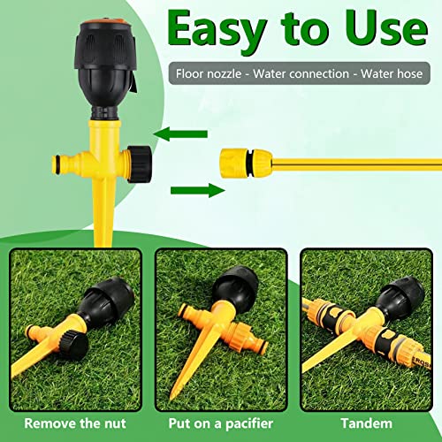 Eiqer 360° Rotation Auto Irrigation System, Multifunction-Adjustable Sprinklers, Large Area Coverage Garden Sprinkler for Lawn Sprinkler, Plant Irrigation Sprinkler System(NOT Have Hose Connector)