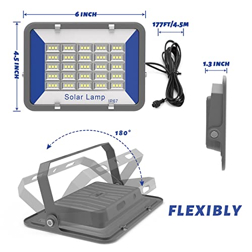 LMluluda Solar Flood Lights Outdoor, 3700LM 6500K Dusk to Dawn Solar Flood Lights with Remote Control, IP67 Waterproof Solar Powered Security Lights for Yard, Garden, Shed, Barn, Garage