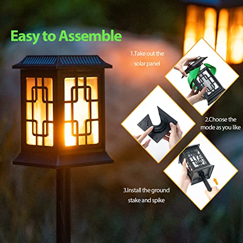 Solar Lantern Outdoor Lights,Big Size Hanging & Plug-in Lawn Path Solar Lights,Waterproof Flickering Flame Solar Lantern Lights,Solar Garden Light in Yard/Fence/Wall