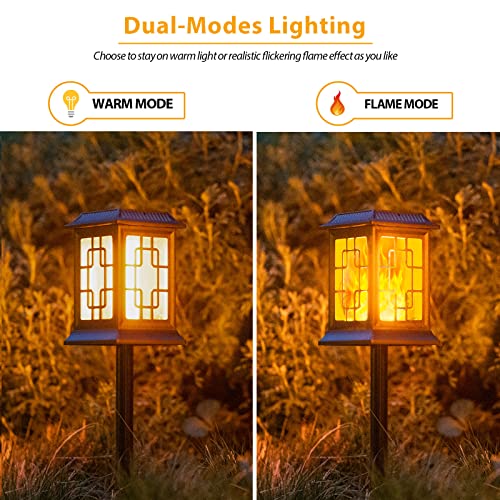 Solar Lantern Outdoor Lights,Big Size Hanging & Plug-in Lawn Path Solar Lights,Waterproof Flickering Flame Solar Lantern Lights,Solar Garden Light in Yard/Fence/Wall