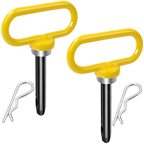 EilxMag Magnetic Hitch Pin, Lawn Mower Trailer Hitch Pins - Strong Heavy Duty Neodymium Magnet Trailer Gate Pin - for Utility Carts, Lawn Tractors - Simple One Handed Hook On & Off(Yellow, 2PCS)