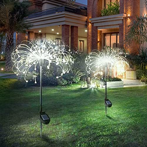 Waterproof Solar Garden Fireworks Lamp,2023 Creative DIY Outdoor LED Lights IP65 Waterproof Path Lawn Decor for Swimming Pool Walkway Pathway Backyard Lawn Landscape garden Patio (WHITE)