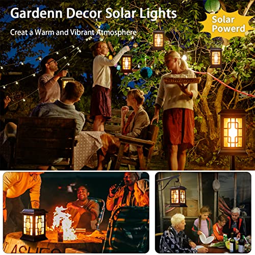 Solar Lantern Outdoor Lights,Big Size Hanging & Plug-in Lawn Path Solar Lights,Waterproof Flickering Flame Solar Lantern Lights,Solar Garden Light in Yard/Fence/Wall