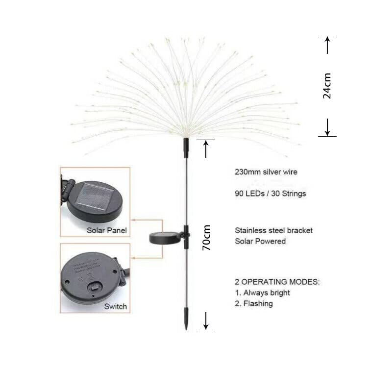 Waterproof Solar Garden Fireworks Lamp,2023 Creative DIY Outdoor LED Lights IP65 Waterproof Path Lawn Decor for Swimming Pool Walkway Pathway Backyard Lawn Landscape garden Patio (WHITE)