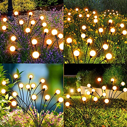 Elitecran Solar Garden Lights, 1 Pack 8 LED Solar Firefly Lights, IP65 Solar Landscape Light, Swaying Decorative Lights for Garden Yard Patio Path for Halloween Christmas (Warm Light, 1 Pack)