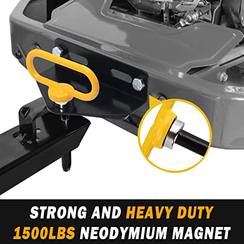 EilxMag Magnetic Hitch Pin, Lawn Mower Trailer Hitch Pins - Strong Heavy Duty Neodymium Magnet Trailer Gate Pin - for Utility Carts, Lawn Tractors - Simple One Handed Hook On & Off(Yellow, 2PCS)