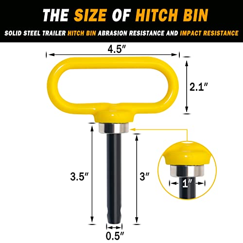 EilxMag Magnetic Hitch Pin, Lawn Mower Trailer Hitch Pins - Strong Heavy Duty Neodymium Magnet Trailer Gate Pin - for Utility Carts, Lawn Tractors - Simple One Handed Hook On & Off(Yellow, 2PCS)