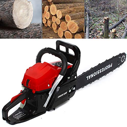 Gas Chainsaw 2 Stroke Gas Power Chain Saw 62CC Handheld Cordless Petrol Gasoline Chain Saw Chainsaw for Farm Garden Ranch Trees Wood Cutting