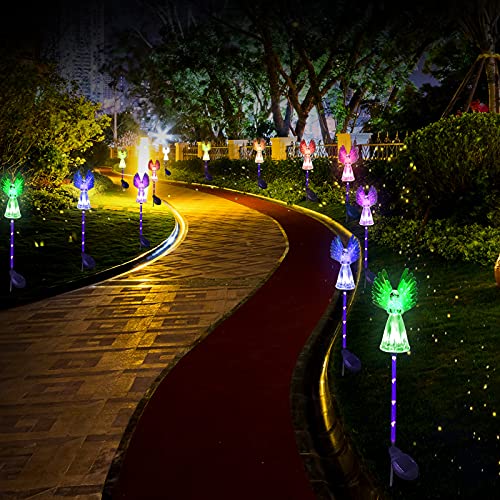 XVZ Outdoor Solar Garden Decorative Light, 2 Pack Solar Angel Light,Outdoor Garden Landscape Waterproof Small Street Light,Suitable for Yard Patio Lawn Grave Cemetery Decorations Backyard