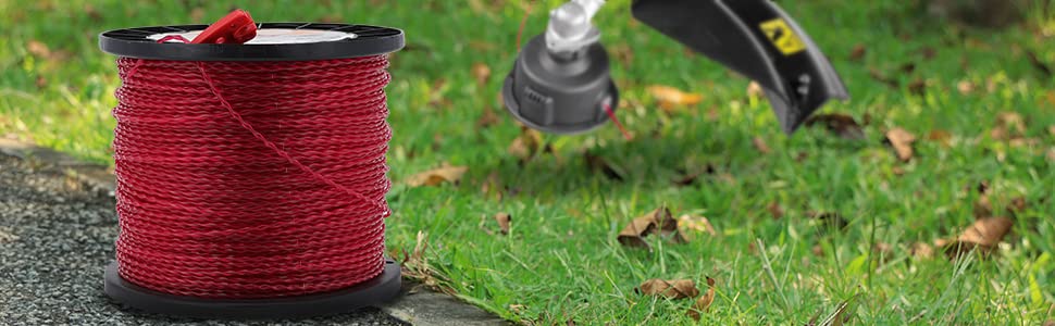 Hipa 3 Pounds 2.7 mm/.105" String Trimmer Line Round Twist 105 Inch Red Commercial Trimmer Line Heavy Duty for Grass String Spool Universal Brushcutter Wire Trimmers Yard