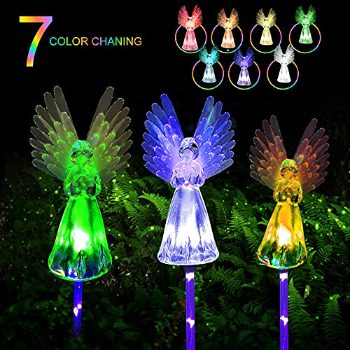 XVZ Outdoor Solar Garden Decorative Light, 2 Pack Solar Angel Light,Outdoor Garden Landscape Waterproof Small Street Light,Suitable for Yard Patio Lawn Grave Cemetery Decorations Backyard