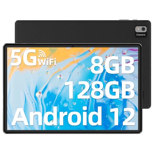 SGIN Android 12 Tablet 10.1 inch, Tablets with 8GB RAM 128GB ROM (512GB TF), MTK Octa Core CPU, 2.4G/5G WiFi, IPS 1280x800 HD Display, BT5.0, GPS, 6000mAh, 8MP+5MP Dual Camera, USB Type-C