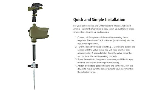 Havahart 5277 Critter Ridder Motion Activated Animal Repellent and Sprinkler - Repel Cats, Dogs, Chipmunks, Groundhogs, Squirrels, Skunks, Deer, and More