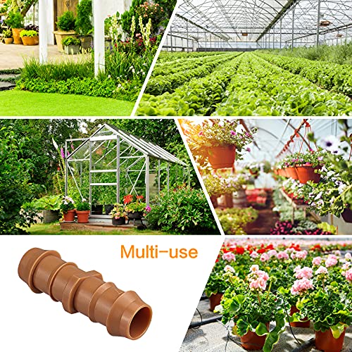 iRunning 20 Pieces Drip Irrigation 1/2" Tubing Coupling Fittings (17mm), Barbed Coupler Connectors for 1/2 Inch Irrigation Tubing (0.600" ID), Drip Line Couplings for Drip Sprinkler Garden Systems