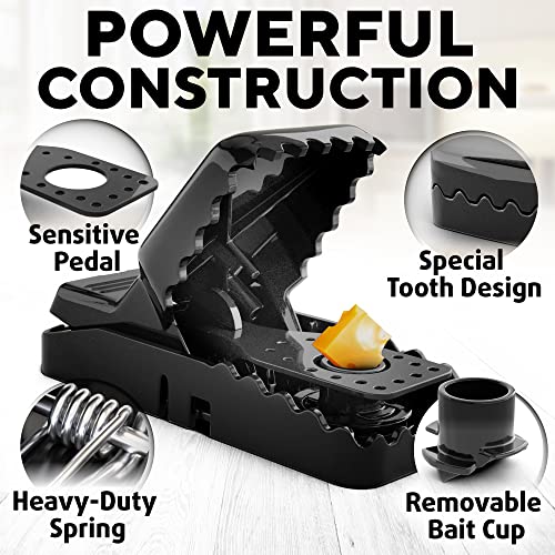 Instant Mouse Mice Traps Pack of 6 - for House, Indoor & Outdoor - Easy Setup & Reusable w/Powerful Spring - Quick & Effective Mousetrap Catcher, Best Traps to Remove Unwanted Rodents from Your Home