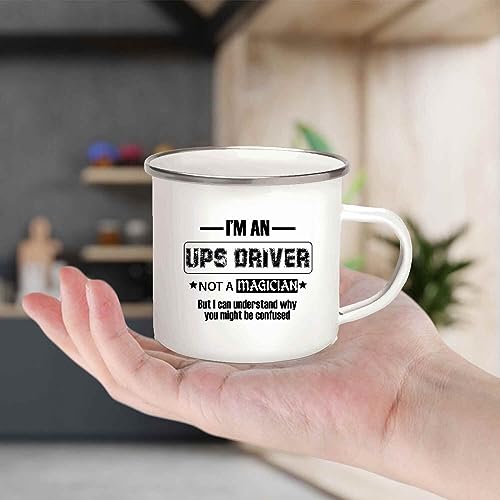 Novelty Gift Humorous Boss Gift, Ideal For Coworkers On Secretaries' Day - I'm An Driver Not A Magician Quote On 12oz Enamel Silver Mug