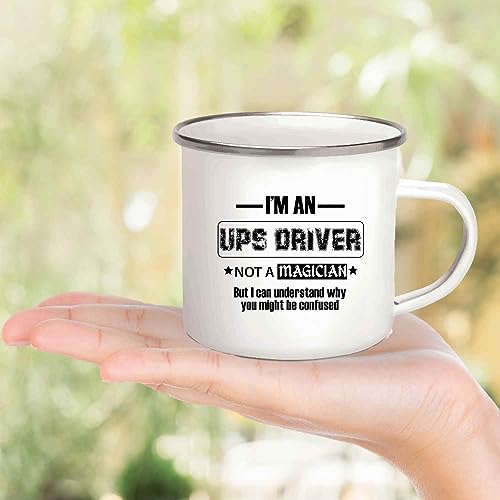 Novelty Gift Humorous Boss Gift, Ideal For Coworkers On Secretaries' Day - I'm An Driver Not A Magician Quote On 12oz Enamel Silver Mug