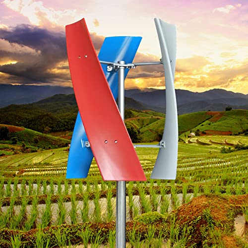 Wind Turbine Wind Generator Kit, 3 Blades Wind Turbine with Controller 400W 24V DC, Portable Vertical Helix Wind Power Turbine Generator Kit Wind Generator Windmill for Home Garden Boat White,Red,Blue