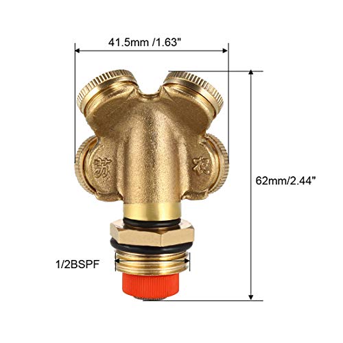 uxcell Misting Spray Nozzle, 1/2BSPF Brass 4 Holes Garden Sprinklers Irrigation Connector Fitting, 2 Pcs (with Adapter and Filter Mesh)