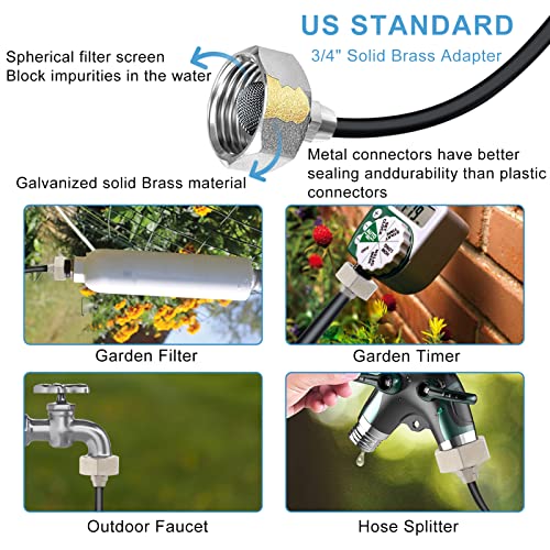 DreiWasser Misters for Outside Patio 59ft, DIY Mister System for Cooling Outdoor + 19 Brass Mist Nozzles + 1 Brass Adapter (3/4"), Misting Cooling System for Backyard Porch Deck