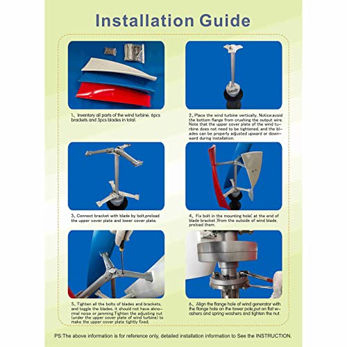 Wind Turbine Wind Generator Kit, 3 Blades Wind Turbine with Controller 400W 24V DC, Portable Vertical Helix Wind Power Turbine Generator Kit Wind Generator Windmill for Home Garden Boat White,Red,Blue