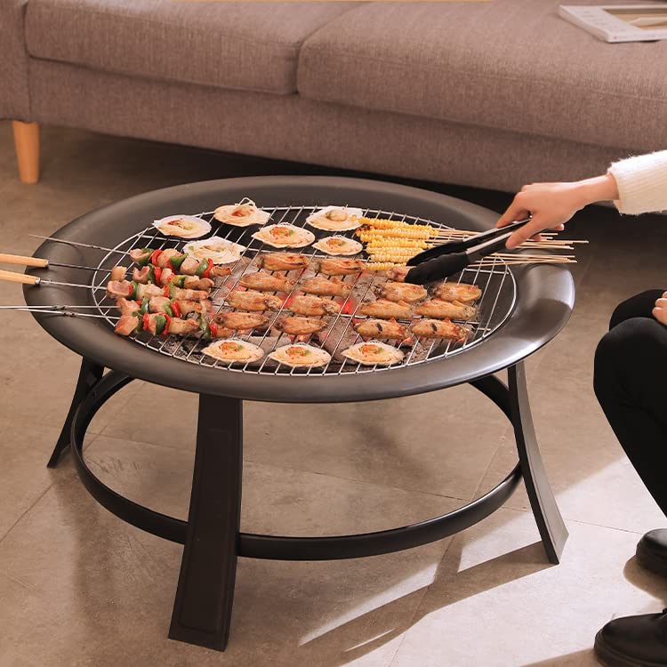 MCNUSS 30in Garden Fire Pits, Outdoor Steel Fire Pit with Spark Screen,Black Stainless Steel Construction Portable Campfire, Backyard and Patio Firepits