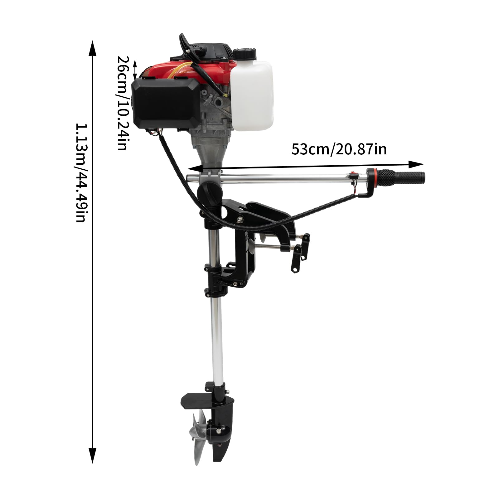 4 Stroke Outboard Motor,1.6KW Outboard Fishing Boat Motor Engine With Air Cooling,52CC Portables Boat Engine for Inflatable Boat Kayak and Small Boat