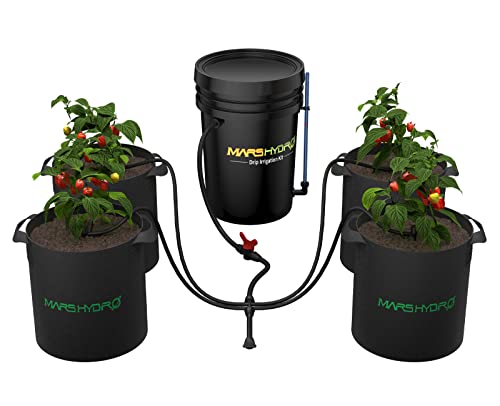 Mars Hydro Auto Drip Irrigation Kits Garden Watering System for Indoor, Lawn, Greenhouse, Yard, 5-Gallon Bucket 22W Water Pump with 8 Drip Emitters