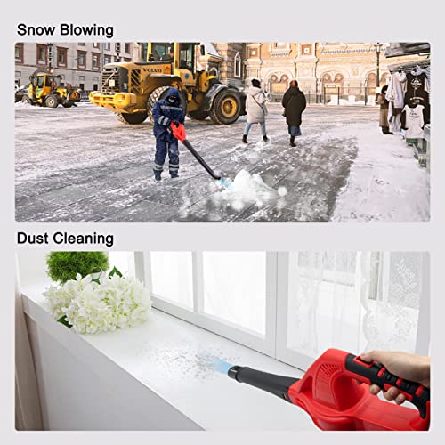 Hitish Cordless Leaf Blower, 20V 130MPH Electric Leaf Blower with 2 x 2.0Ah Battery & Fast Charger, Portable Leaf Blower with 2 Section Tubes & 2 Speed Control for Blowing Leaves, Snow Debris & Dust