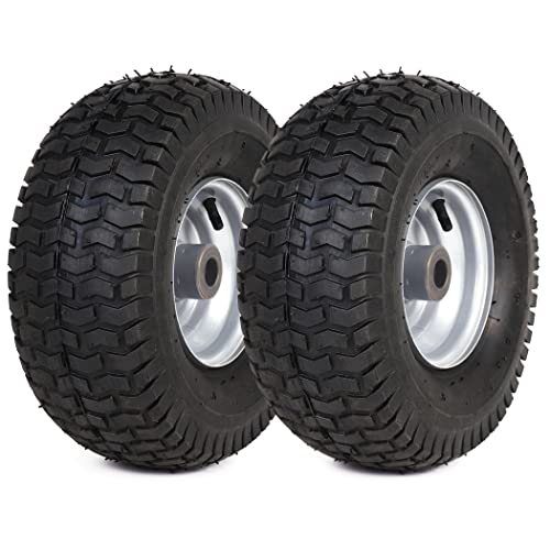 (2 Pack) 15 x 6.00-6 Tire and Wheel Set - for Lawn Tractors with 3β Centered Hub and 3/4" Sintered iron bushings